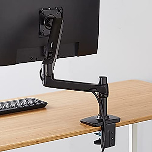 Amazon Basics Single Monitor Stand, Lift Engine Arm Mount, Black