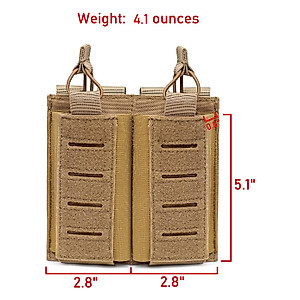Double Mag Pouch Molle Open-Top Double Magazine Pouch for M4/M16/AR/AK Rifle Magazines (Black)