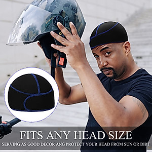6 Pcs Stringless Silky Durags Wave Cap for Men Satin Doo Rag Compressing Cap Head Wraps for Waves Sleeping (Black)
