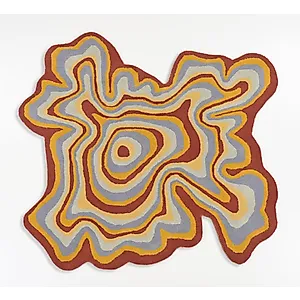 Irregular Shaped Handmade Wool Area Rug | Modern Colourful Stripe Premium Carpet | Perfect for Living Room, Bedroom, Dining Room & Home Decor (Desert, 4x4 ft)