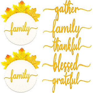 20 Pieces Thanksgiving Plate Place Cutouts Thankful Gather Grateful Blessed Family Place Setting Letter Place Card Cutouts Table Plate Paper Settings for Thanksgiving Wedding Valentine Engagement