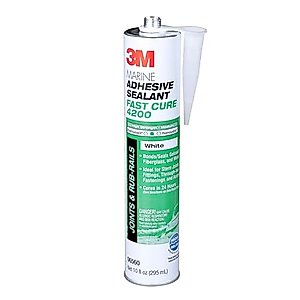 3M Marine Adhesive Sealant Fast Cure 4200 (06560) – Semi-Permanent Flexible Adhesive Sealant for Boats and RVs – White - 1/10 Gallon