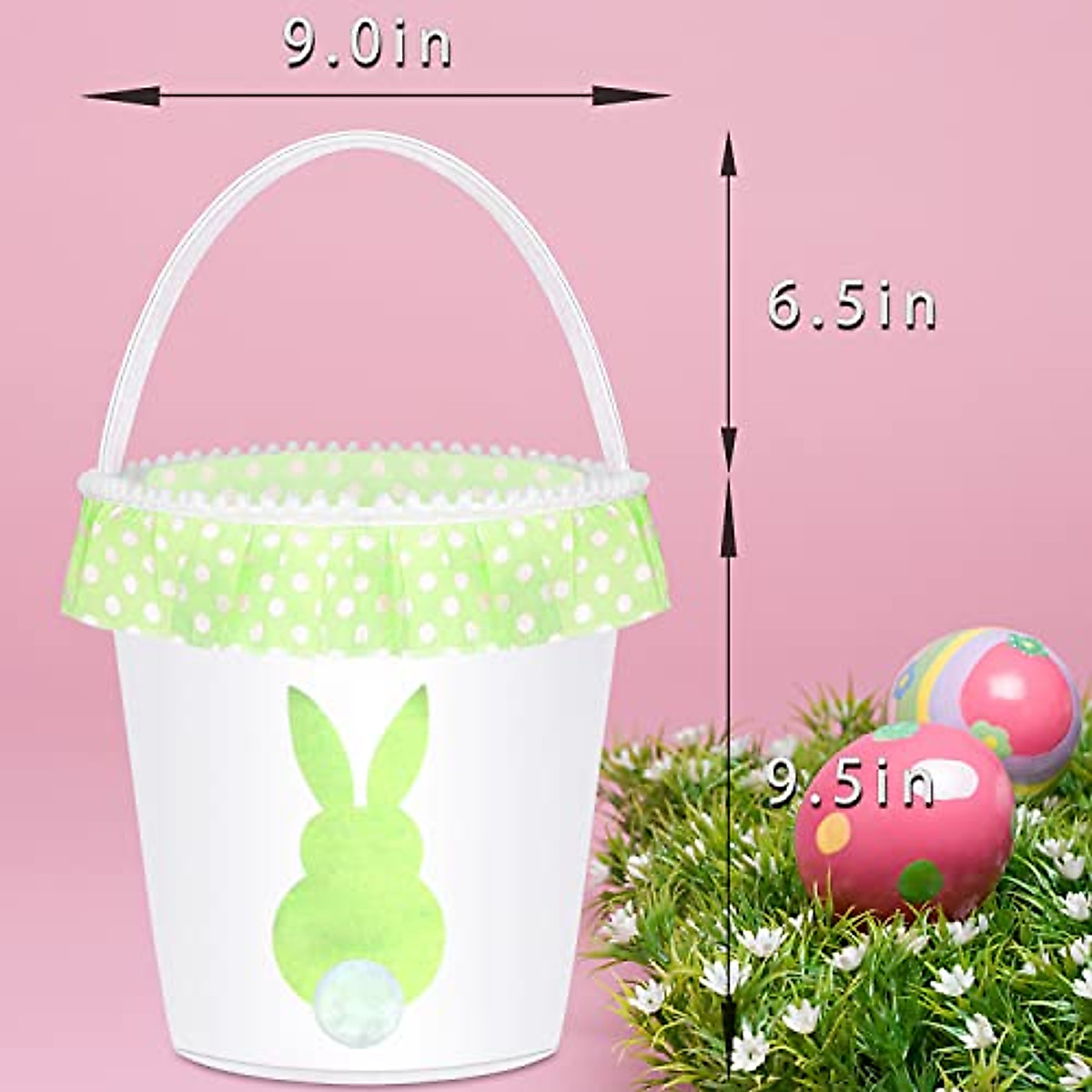 Doxrmuru Easter Basket for Kids Easter Bunny Basket Easter Gift Bags Eggs Hunt Cotton Bag Kids Easter Tote Bag Easter Decorations (Green)