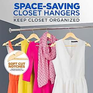 SereneLife Premium Solid Wooden Hangers - Smooth Finish Space Saving Heavy Duty Suit Clothes Hanger Set w/ 360 Degree Swivel Metal Hook, Precisely Cut Notches, for Coats Jackets Pants Dress (20-Pack)
