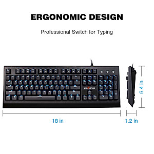 VELOCIFIRE VM01 Mechanical Keyboard 104-Key Full Size with Brown Switches LED Illuminated Backlit Anti-ghosting Keys for Copywriter, Gamer and Programmer