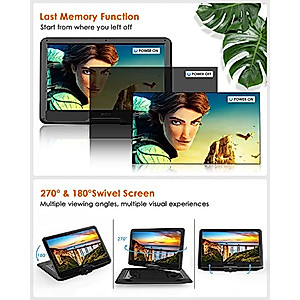 WONNIE 17.9’’ Large Portable DVD/CD Player with 15.6‘’ Swivel Screen, 1366x768 LCD TFT, 6 Hrs 5600mAH Rechargeable Battery, Regions Free, Support USB/SD Card/ Sync TV , High Volume Speaker