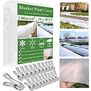 WYRJXYB Plant Covers Freeze Protection 10 x 30Ft with 20 Stainless Steel Clips- Frost Cloth Plant Blankets Floating Row Cover for Outdoor Plants Raised Bed Greenhouse Winter Frost Sun Shade Protection