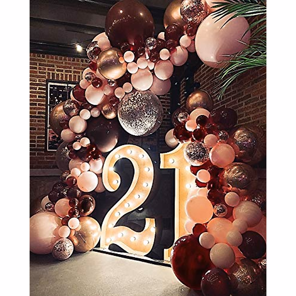 126pcs Burgundy Maroon Pink and Gold Balloons, Balloon Garland Arch Kit, Baby Shower Decorations for Girl, Birthday Wedding Bridal Engagement Anniversary Baptism Party Decorations