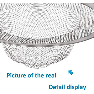 2 PCS Stainless Steel Sink Strainer 4.5" Diameter, Mesh Metal Drain Strainer, Fine Mesh Kitchen Sink Strainer, Hair Basket Drain - Fits Most Kitchen Sink, Bathroom Bathtub, Shower Drains