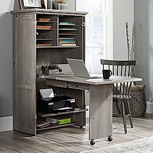 Sauder Miscellaneous Storage Craft & Sewing Armoire, L: 35.112" x W: 21.81" x H: 61.58", Mystic Oak Finish