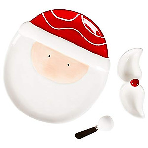 Transpac Christmas Santa Chip & Dip Dolomite Platter Set Standard