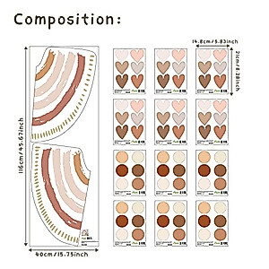 funlife Large Boho Rainbow Wall Decals Peel and Stick, Self Adhesive Boho Polka Dot Wall Decal Hearts Wall Sticker for Girls Bedroom Decor, Kids Nursery Room