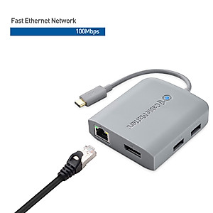 [Works with Chromebook Certified] Cable Matters USB C Hub Multiport Adapter with 4K DisplayPort, 2X USB 2.0, 100Mbps Fast Ethernet, and 60W PD