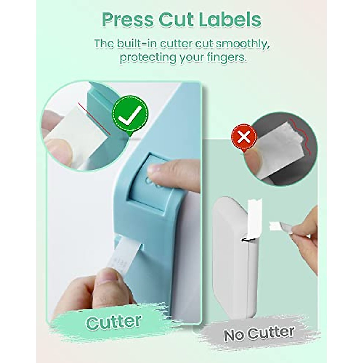 Vixic Label Maker D1600, Small Handheld Bluetooth Label Maker Machine with Tape, Portable Rechargeable Printer for Business Home Office, Multiple Templates Compatible iOS Android, Green Labeler