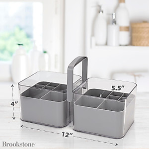 Brookstone, Portable Shower Caddy with Handle, Bathroom Organizer Basket with Removable Inners, Plastic Bath Tote, [BPA Free]