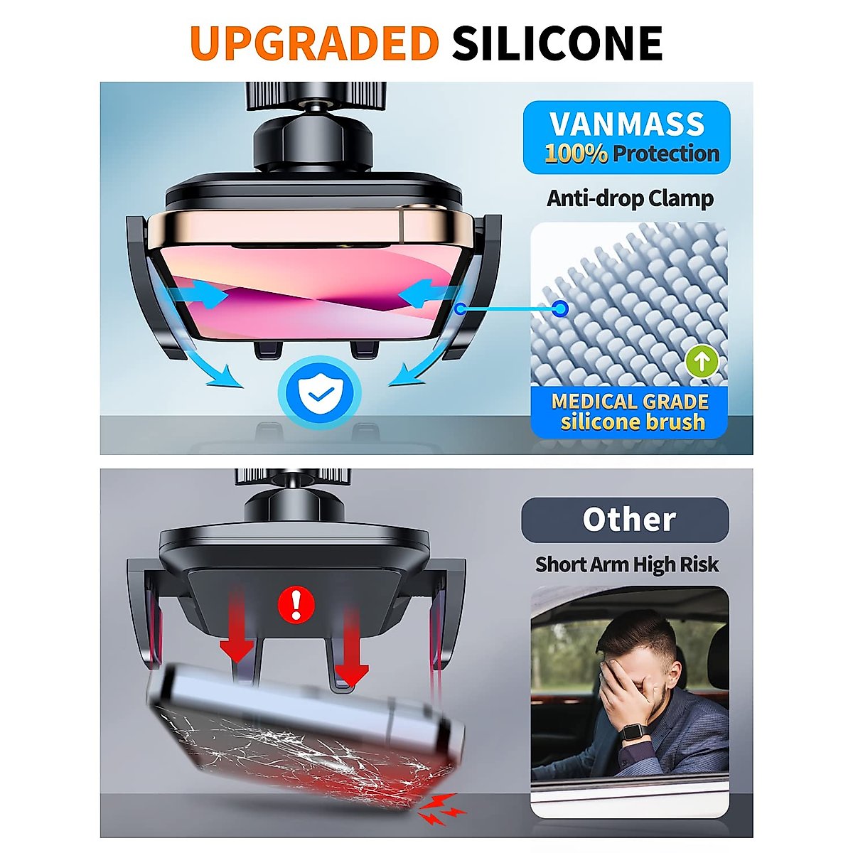 VANMASS 2024【Top Military-Grade】 Phone Holders for Your Car【Ultra Strongest Suction】Cell Phone Mount Universal Dashboard Windshield Vent Stand Cradle for iPhone 15 14 13 Pro Max Samsung Galaxy Android