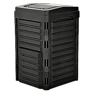 Solution4Patio Outdoor Composting Bins, 89-Gallon (336L), Thick and Sturdy, Black Eco-Master Polypropylene Composter, Easy Assembling, Large Capacity, 23.62 in. W x 23.62 in. D x 39.37 in. H, 9496-US
