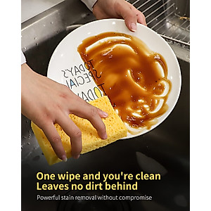 ARCLIBER Cellulose Sponges,Heavy Duty Scrub Kitchen Sponge,Clean Tough Messes Without Scratching Sponges Kitchen(6 Pack, Thick)