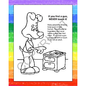 ZOCO - Gun Safety - Educational Coloring Books (25 Bulk Pack, With Crayons) - Don't Play with Guns - Firearms Safety - Police Handout - Games, Puzzles, Activities for Kids