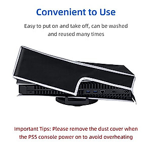 Mcbazel Horizontal Dust Cover for PS5 Console, 1680D Oxford Cloth Anti-Scratch Waterproof Dust Case with Back Cable Port for Playstation 5 Consoler - Black with White Line