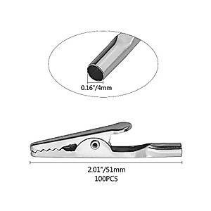 WMYCONGCONG 100 PCS Metal Alligator Clips 52mm Electrical Test Clamps (100 Pcs no cap)