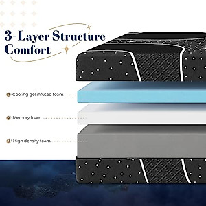 Sweetnight King Mattress, 12 Inch Gel Memory Foam Mattress in a Box, King Size Medium Firm Mattress for Motion Isolation & Pressure Relief, Gray, Starry Night