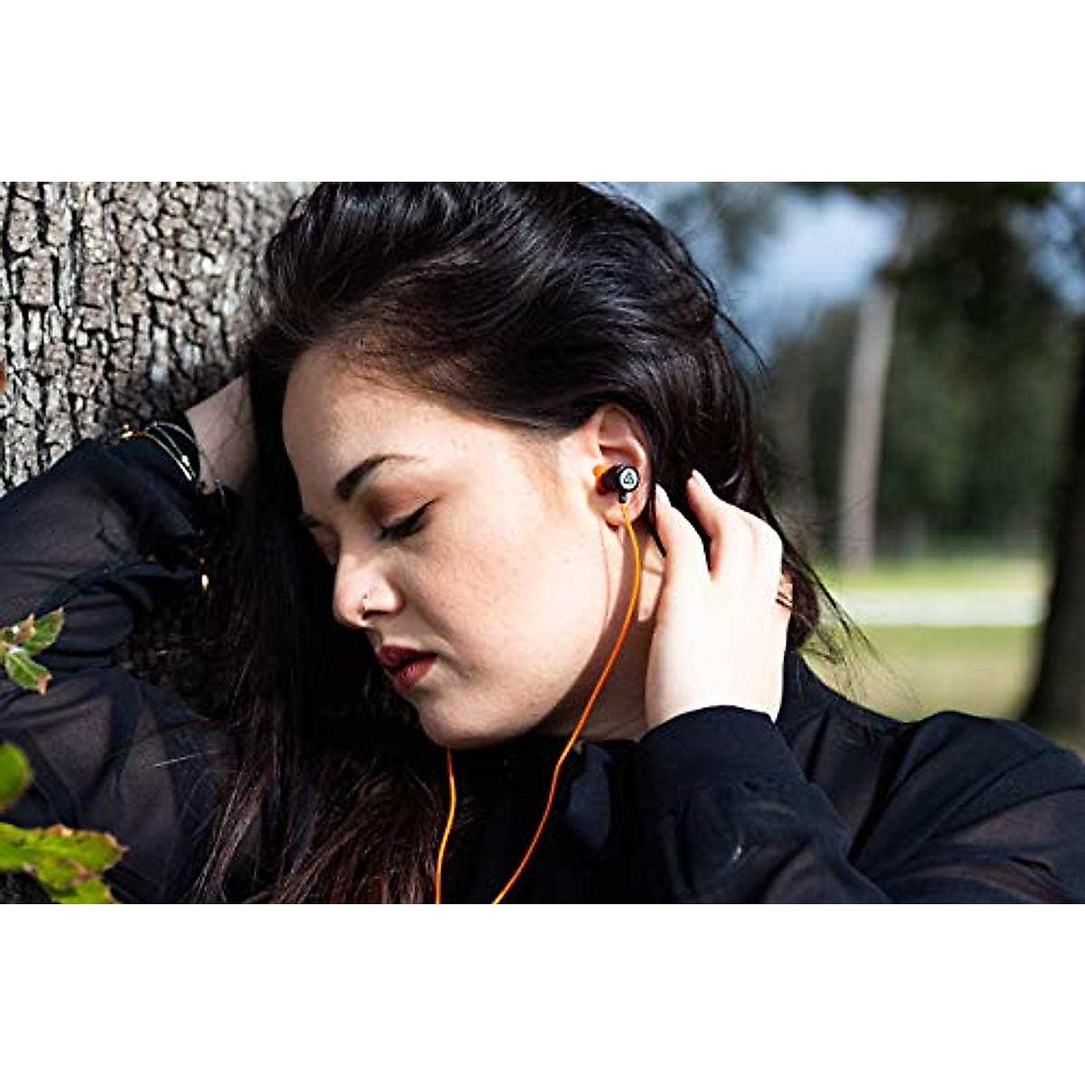 LUDOS Ultra Wired Earbuds in-Ear Headphones, 5 Years Warranty, Earphones with Microphone, Noise Isolating Ear Buds, Memory Foam for iPhone, Samsung, School Students, Kids, Women, Small Ears - Orange