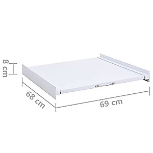 Tidyard Washing Machine Stacking Kit with Pull Out Shelf Steel Washing and Drying Machine Pedestal White 27.2 x 26.8 x 3.1 Inches (W x D x H)