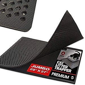 iPrimio Jumbo Cat Kitty Litter Box Trapper Mat 29x27 inches Mat Rug Traps and Catches Litter Through Large Holes, Multi-Layer Bottom Repels Urine, Perfect for Messy Cats