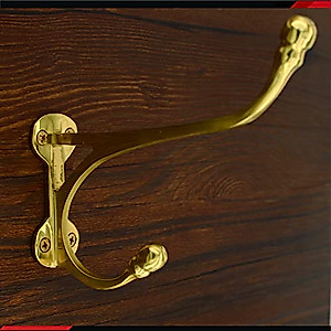 ZhongWang Hardware HB003 Bright Brass Coat & Hat Big Double Hooks/Abrigo y Sombrero de latón Brillante ganchos dobles Grandes