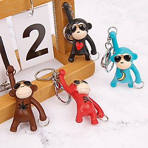 YGMONER Monkey Sunglass Keychains Car Keys Holder Backpack Pendant （Black）