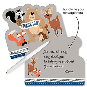 Stay Wild - Forest Animals - Shaped Thank You Cards - Woodland Baby Shower or Birthday Party Thank You Note Cards with Envelopes - Set of 12