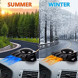 Car Heater,12V 150W Fast Heating Defrost Defogger,2 in1 Fast Heating and Cooling Fan Car Heater Windshield Defogger,Car Defroster That Plugs into Cigarette Lighter
