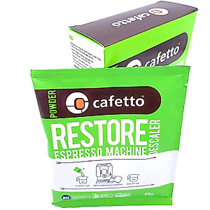 Cafetto Restore Espresso Machine Descaler, Coffee Machine Cleaning Powder for Use In Organic Systems (4 Single Use Packets)