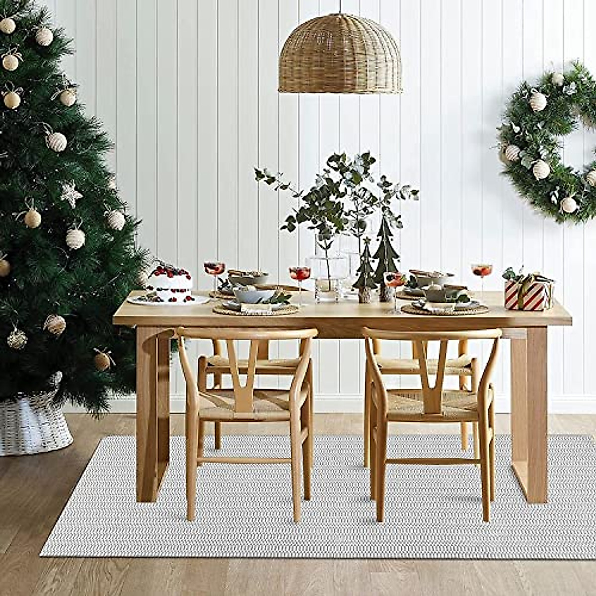 IOHOUZE Boho Kitchen Runner Rug -2'x8' Cotton Woven Indoor Outdoor Carpet Rugs Mats,Light Grey Runners for Hallways, Machine Washable Runner Rug for Kitchen Bedroom Living Room Laundry Entryway