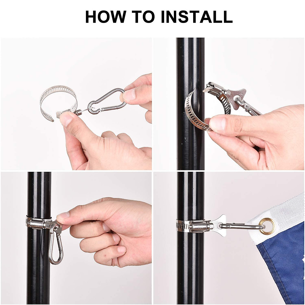 Universal Boat Flag Marine 12"x18" with 4 Boat Flag Pole Kits USA Flag with 50 Embroidered Stars American Boat Flag