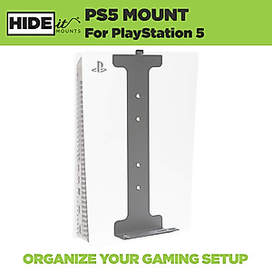 HIDEit Mounts - Wall Mount & Controller Bundle for PS5 - Includes Steel Wall Mount & Rubber Dipped Controller Holder - Patented Wall Mount for PlayStation 5 Disc & Digital - Not PS5 Slim Compatible