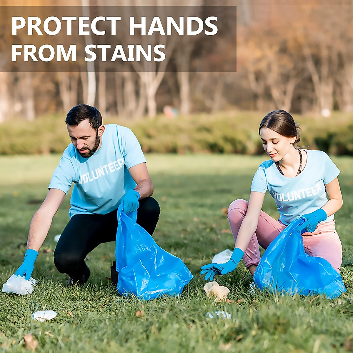 squish Disposable Gloves, 100Pcs Blue Vinyl Blend Exam Gloves Non Sterile, Powder Free, Latex Free - Cleaning Supplies, Kitchen and Food Safe(Pack of 100) (Blue Medium)