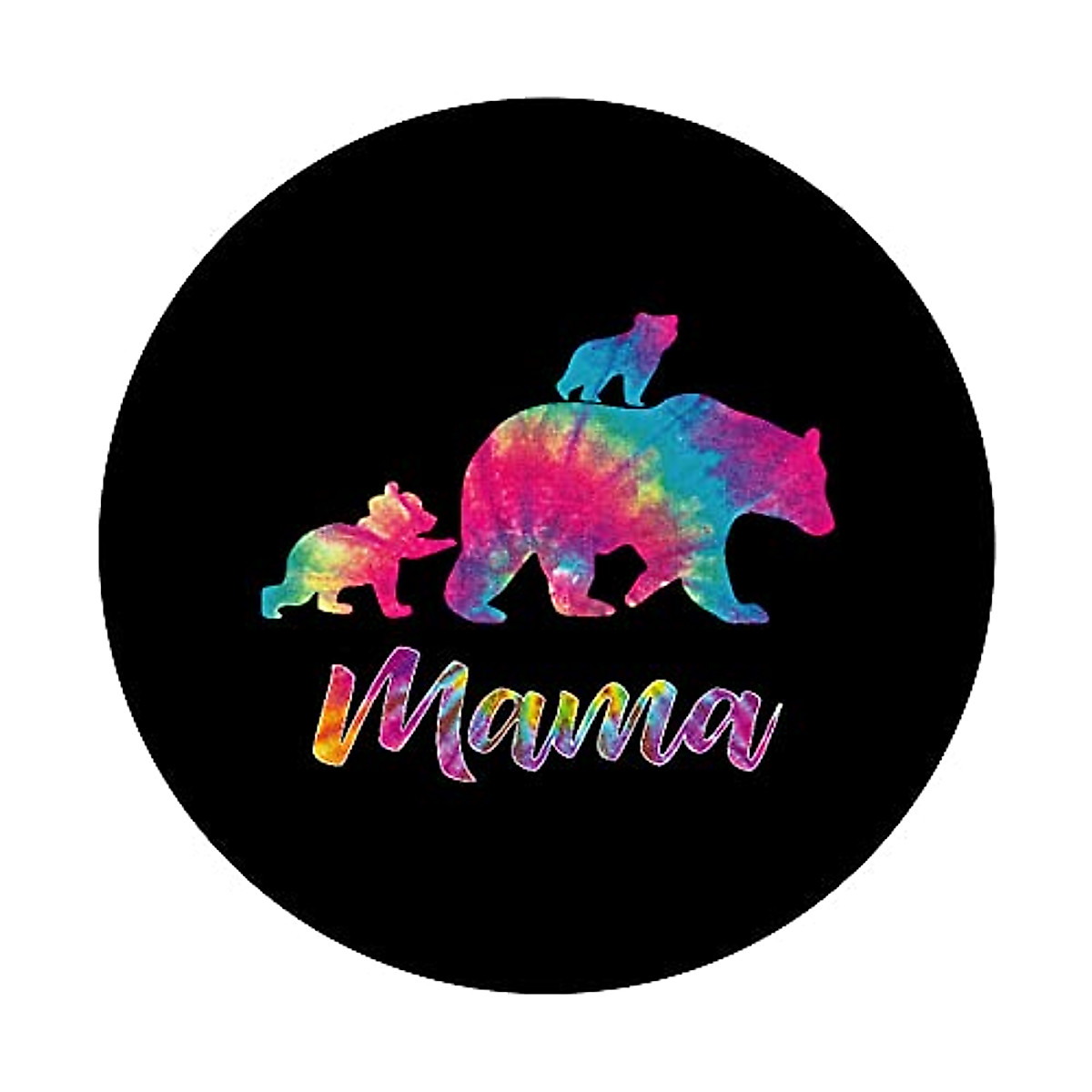 Mama Bear Shirt Tie Dye for Women Shirt Mama Bear with 2 cub PopSockets PopGrip: Swappable Grip for Phones & Tablets