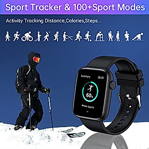 Smart Watch, 1.9" Full Touch Screen Smart Watch for Android & iOS Phones with Heart Rate & Blood Oxygen Monitor, 123 Sport Modes，Voice Assistant, Fitness Smart Watch for Women Men