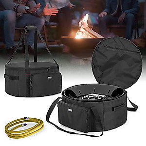 SAMDEW 21-Inch Outdoor Fire Pit Bag Compatible with Outland Firebowl Model 863 864, Firebowl Travel Carrying Case for 21-Inch Diameter Propane Gas Fire Pit, Black, Bag Only