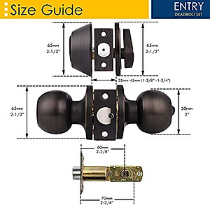 4 Pack Keyed Entry Door Knob and Single Cylinder Deadbolt Set, Keyed Alike Exterior Knob with Lock and Deadbolt for Office and Front Door, Classic Locking Door Knob, Oil Rubbed Bronze