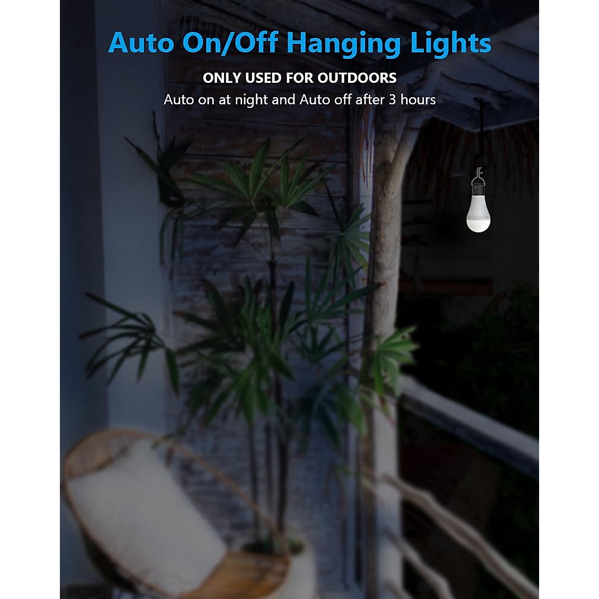 USB Rechargeable Light Bulb Auto On Off Light Bulbs, 4 Light Modes, 1500mAh Rechargeable LED Camping Lights for Camping, Hiking, Emergency, Backpacking, Fishing, 2 Packs