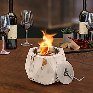 Icnice Concrete Tabletop Fire Pit, Portable Concrete Fire Pit, Ethanol Fire Pit Table Top Firepit, Fire Bowl, Mini Personal Fireplace for Indoor & Garden - Bio Ethanol Fuel