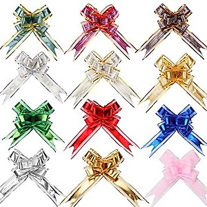 ADARRO 24PCS Christmas Pull Bows for Gift Wrapping with Ribbon for Presents, Florist, Bouquet, Basket Wrap Decoration, Christmas Bows Small（1.18”Wide）12PCS, Large（1.97”Wide）12PCS