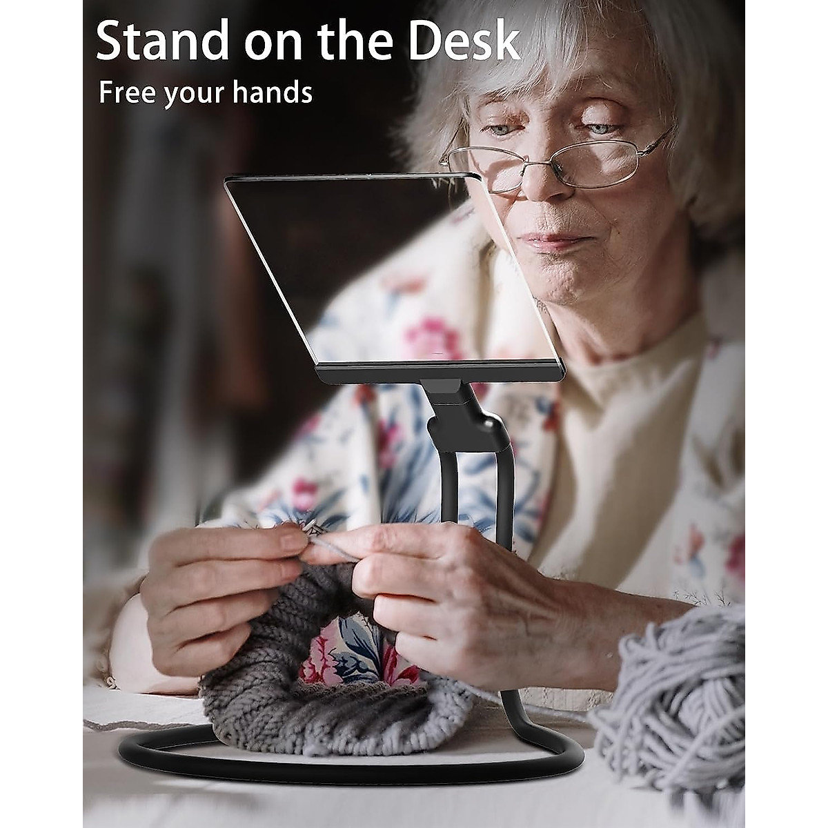 Magnifying Glass for Reading Hands Free, 5X Magnifier with 5.3''x 8.7'' Full Page View, Loupe for Seniors, Low Vision Macular Degeneration for Cross Stitch, Needlepoint, Inspection, Small Fonts