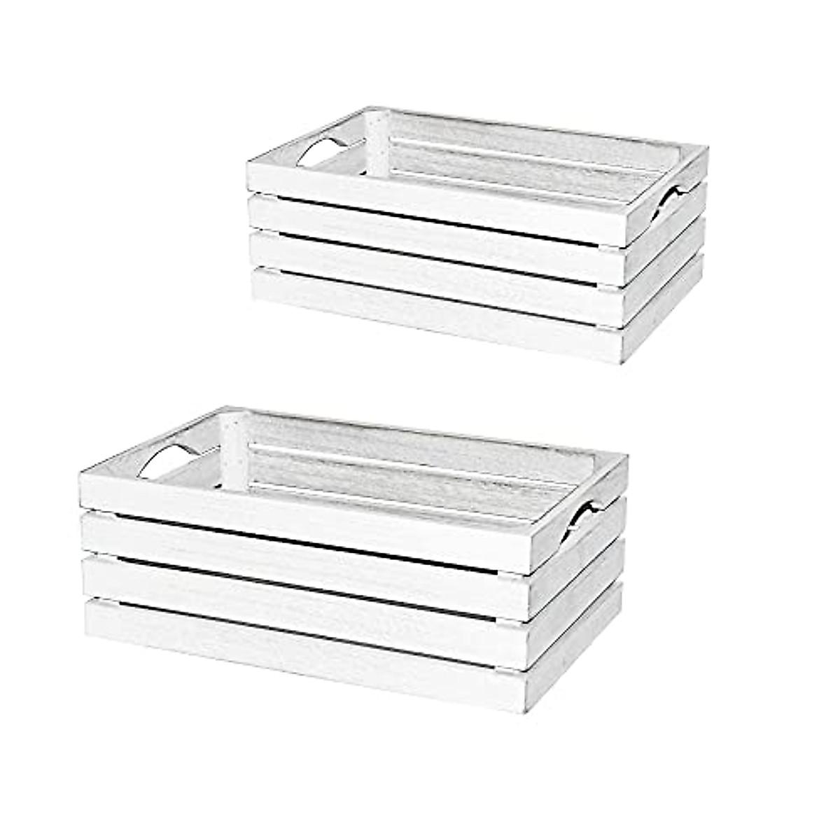 Owlgift Vintage Whitewash Wooden Nesting Storage & Accent Crates Set of 2