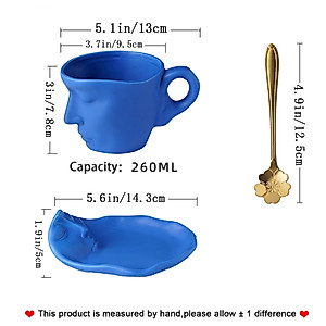 Green tea cup and saucer set Ceramic kissing couple coffee mug set with spoon face coffee cup Unique teacup and saucer Valentine's Day Christmas creative gift