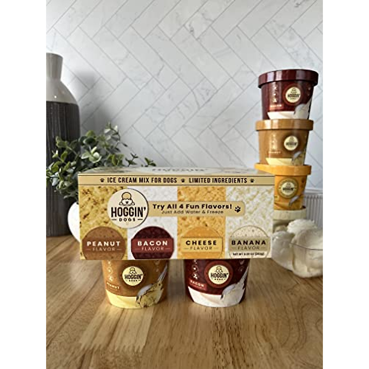 Dog Ice Cream Mix - Just Add Water and Freeze, Doggy Ice Cream Mix Packet, Gifts for Dogs, No Sugar Added Hoggin' Dogs Ice Cream Mix