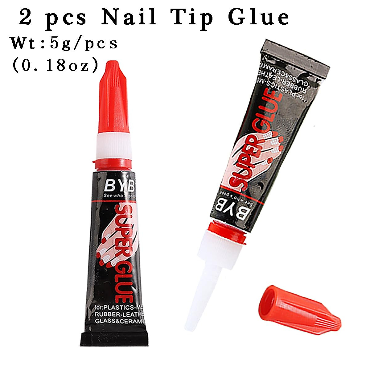 Nail Glue, Super Nail Glue for Acrylic Nails, Professional Nail Glue For Nail Tips for Press On Nails Long Lasting Acrylic Nail Glue For Nail Tips Pegamento Para Uñas Acrilicas Nails Glue 0.18OZ 2 Pcs
